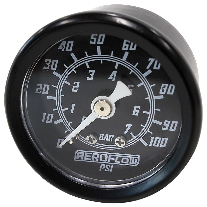 1-1/2" 100 psi Pressure Gauge Black Face, White Pointer, 1/8" NPT Male
